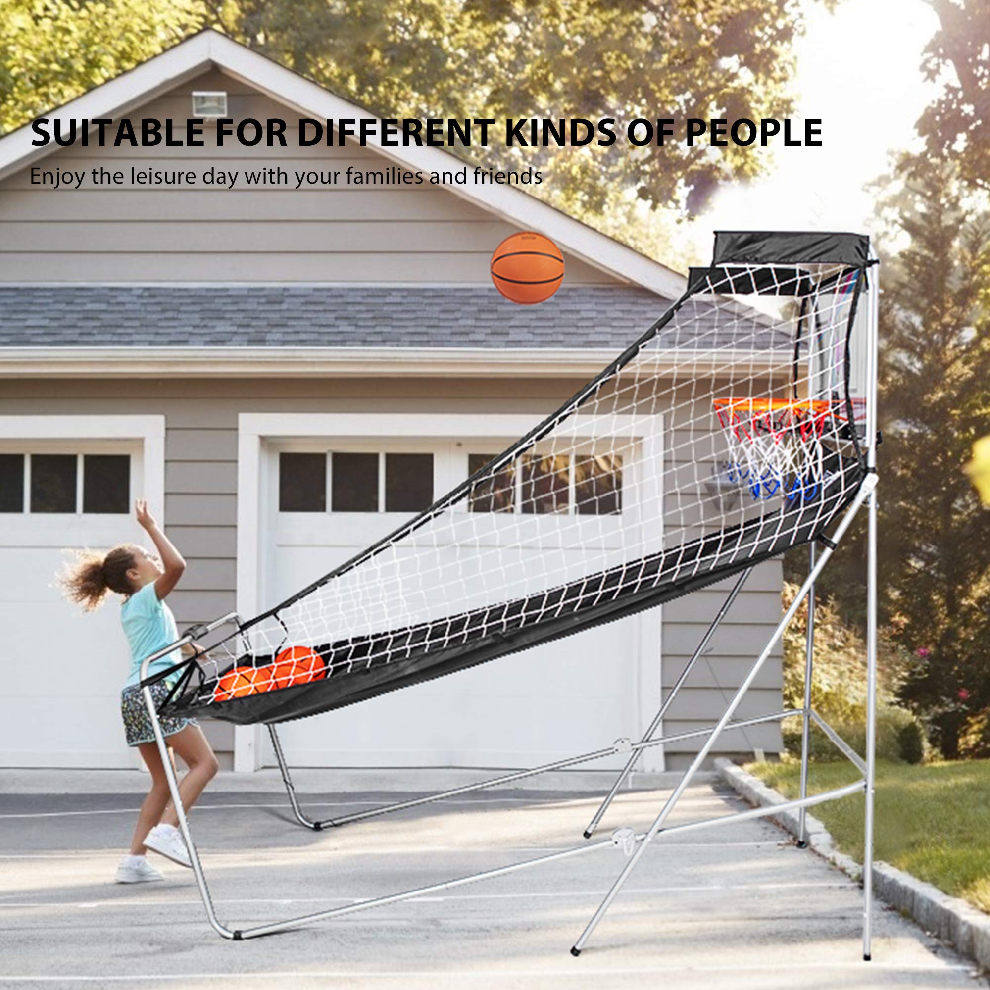 VIVOHOME Foldable Dual Shot Basketball Arcade Game Electronic for 2 Players with 8 Game Modes, 4 Balls and LED Scoring System Arcade Sounds Adults Indoor Outdoor