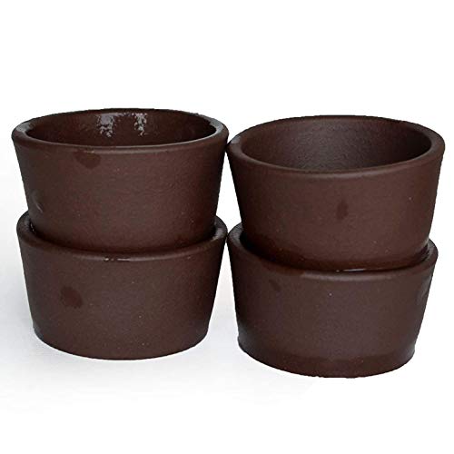 YXHUPOT 4pcs/Set Teacups Chinese Clay Zini Zisha Cup Kung Fu Tea (Dark Brown)