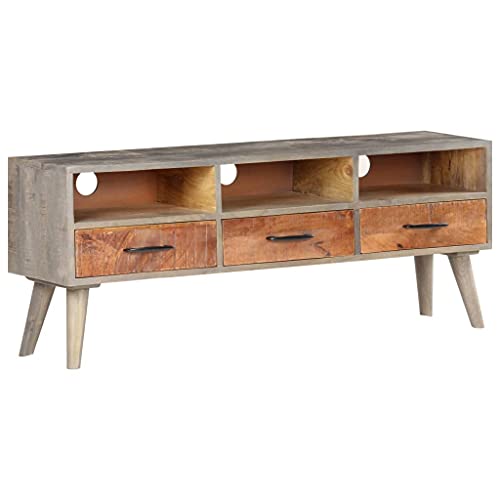 THYUOVAI TV Cabinet,Media Cabinet Tv Console Stereo Cabinet Low Board Suitable for Living Room,Bedroom,Closet,Hallway,Foyer,Office Gray 51.2"x13.8"x20.1" Solid Rough Mango Wood