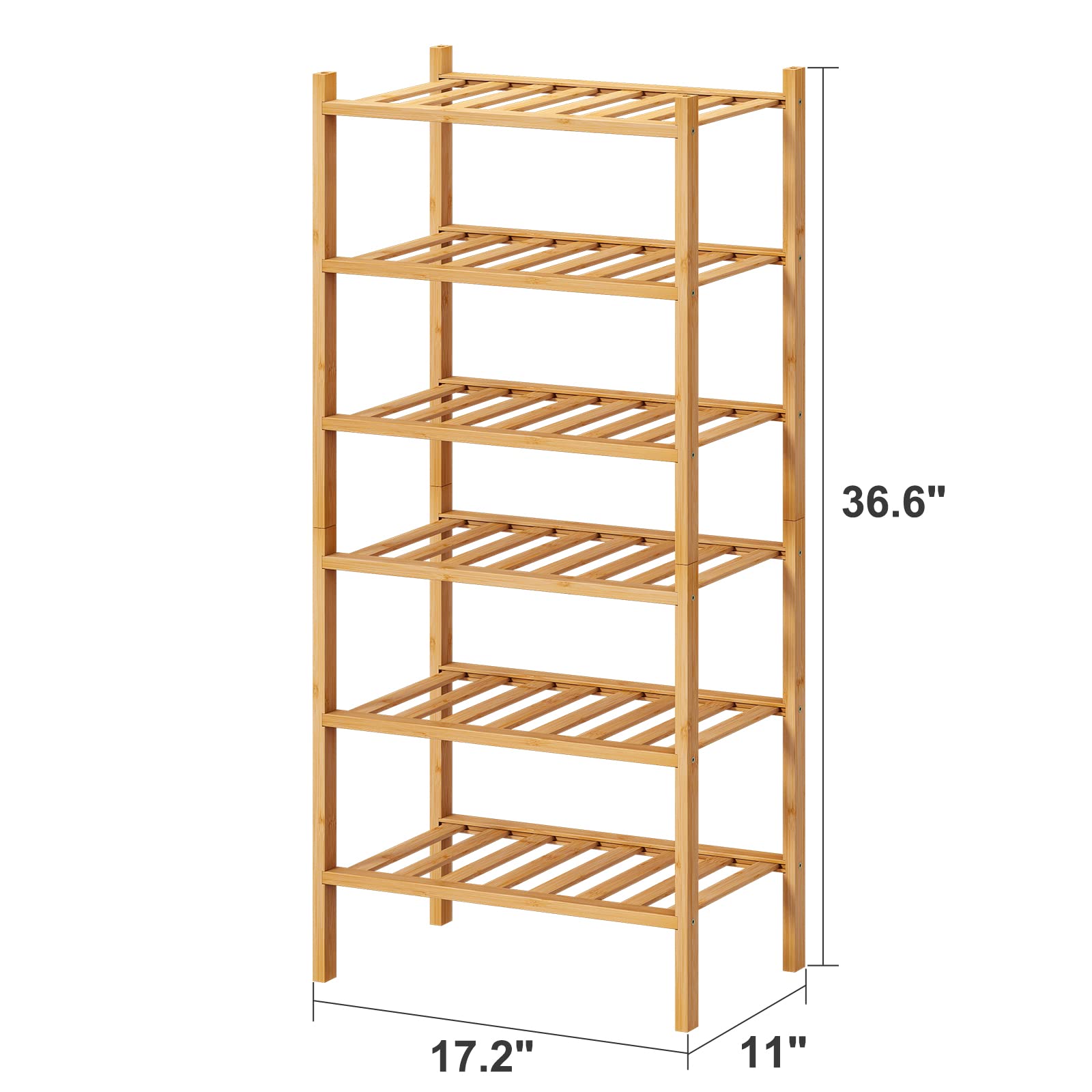 viewcare Small Shoe Rack, 6-Tier Shoe Rack for Entryway, Bamboo Wood Shoe Rack for Closet & Hallway, Long 17.2IN | Beautiful | Functional | Sturdy | Durable