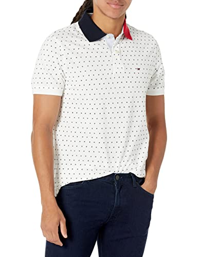 Tommy Hilfiger Men's Adaptive Regular Fit Stars Polo, Fresh White, XXL