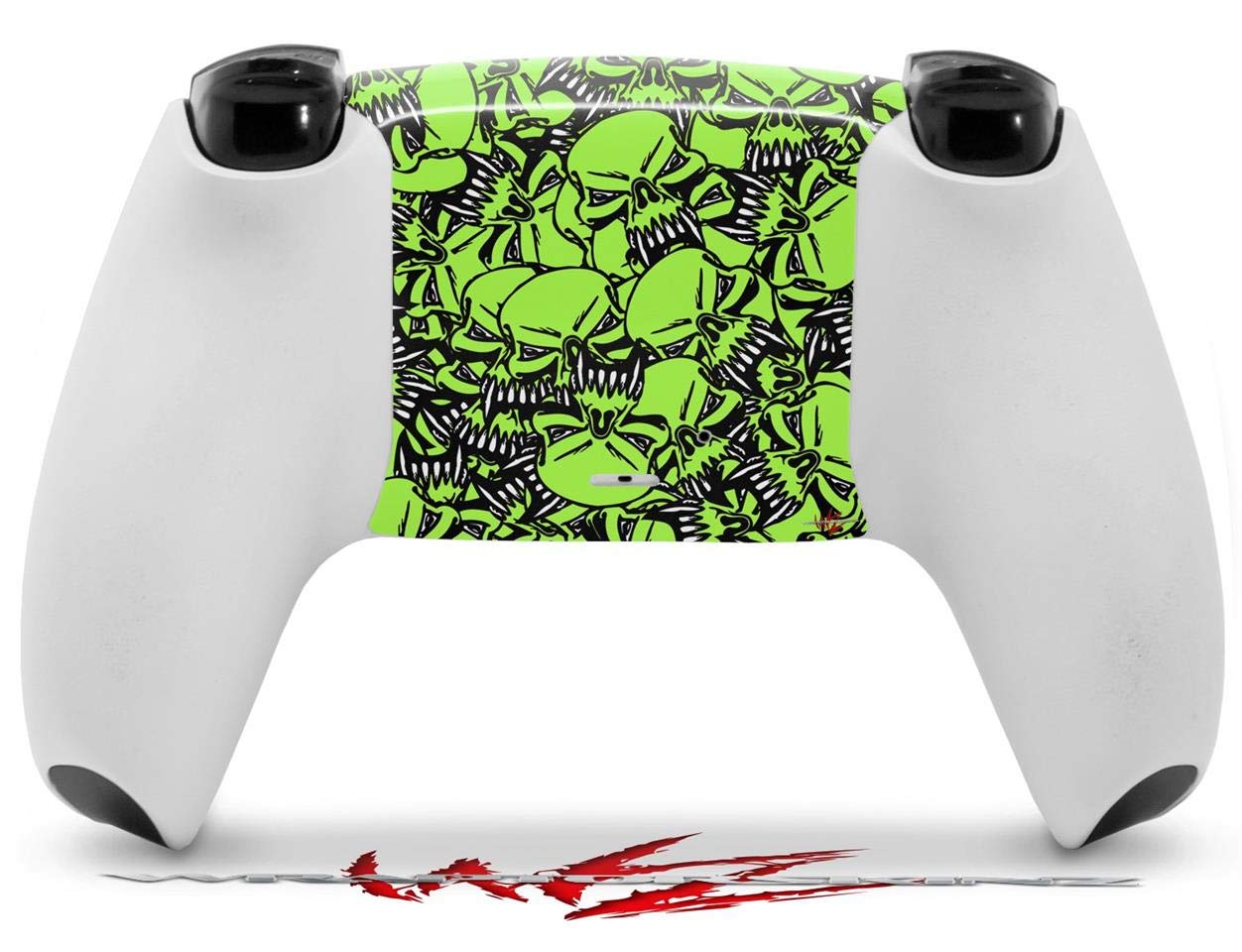 WraptorSkinz Skin Wrap compatible with Sony PS5 DualSense Controller Scattered Skulls Neon Green (CONTROLLER NOT INCLUDED)