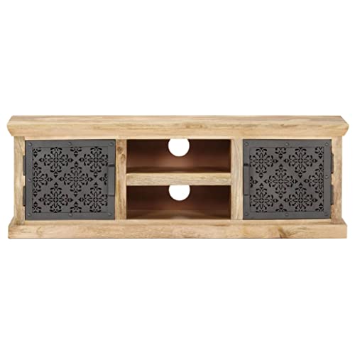 THYUOVAI TV Cabinet,Side Cabinet Entertainment Stand Storage cabine Lowboard Suitable for Living Room,Bedroom,Closet,Hallway,Foyer,Office with Steel Doors 47.2"x11.8"x15.7" Solid Mango Wood