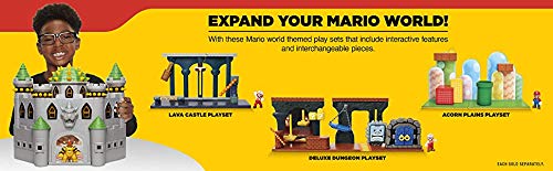 Super Mario Nintendo Deluxe Bowser's Castle Playset with 2.5" Exclusive Articulated Bowser Action Figure, Interactive Play Set with Authentic in-Game Sounds