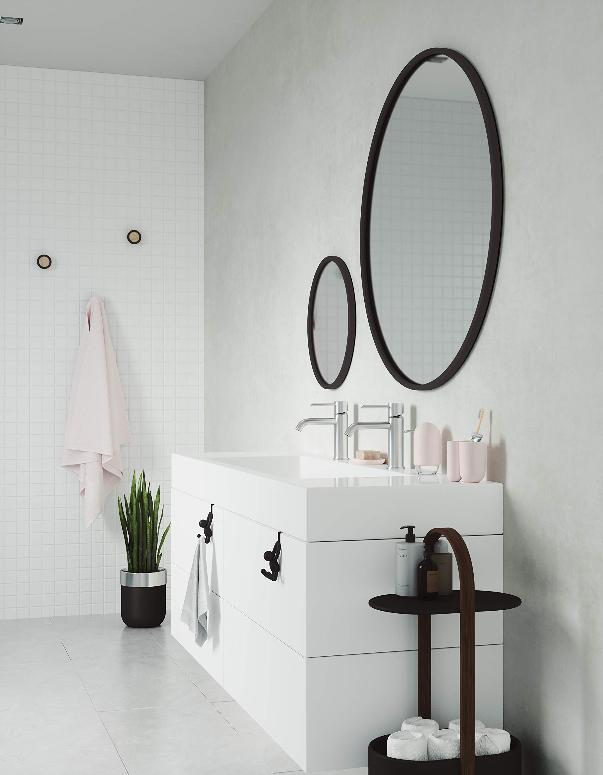 Umbra Touch Organizer - Modern Bathroom Storage Organizer Holders Stand Rack with Multi-Functional 3 Slots and Dividers - Doesn't Wobble or Fall Over, Blush Pink