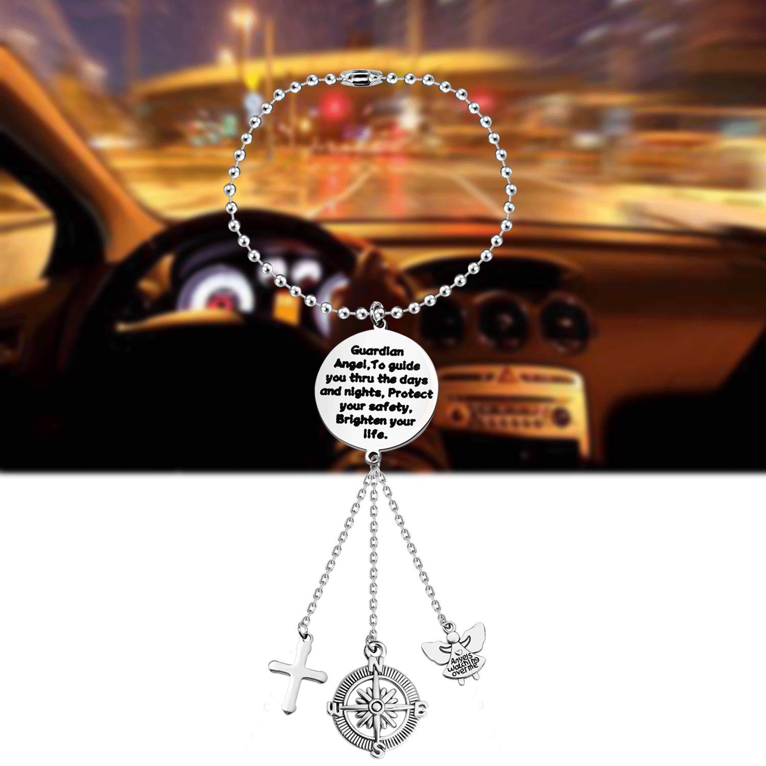 WSNANG Driver Gift Guardian Angel Protect Your Safety Drive Safe Gift (Guardian Angel Charm)