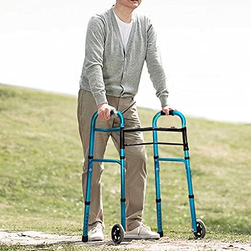 UNLICON- Mobility Heavy Duty Folding Walker for Seniors,Bariatric Walker with 5 Inches Wheels for Seniors Wide Walker Supports up to 300 lbs