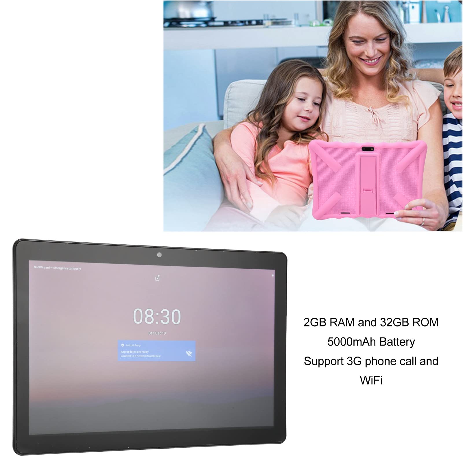 VINGVO HD Tablet, IPS Screen Quad Core CPU Dual Camera 10.1 Inch Reading Tablet 2GB RAM 32GB ROM for Family (US Plug)