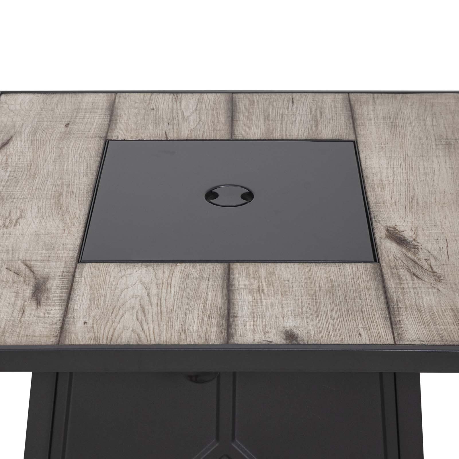 Stainless Steel Propane Fire Pit Table, 40000BTU Gas Fire Table with Weather Cover, Square Firepit Table with Steel lid for Patio Outdoor Deck Backyard, Black