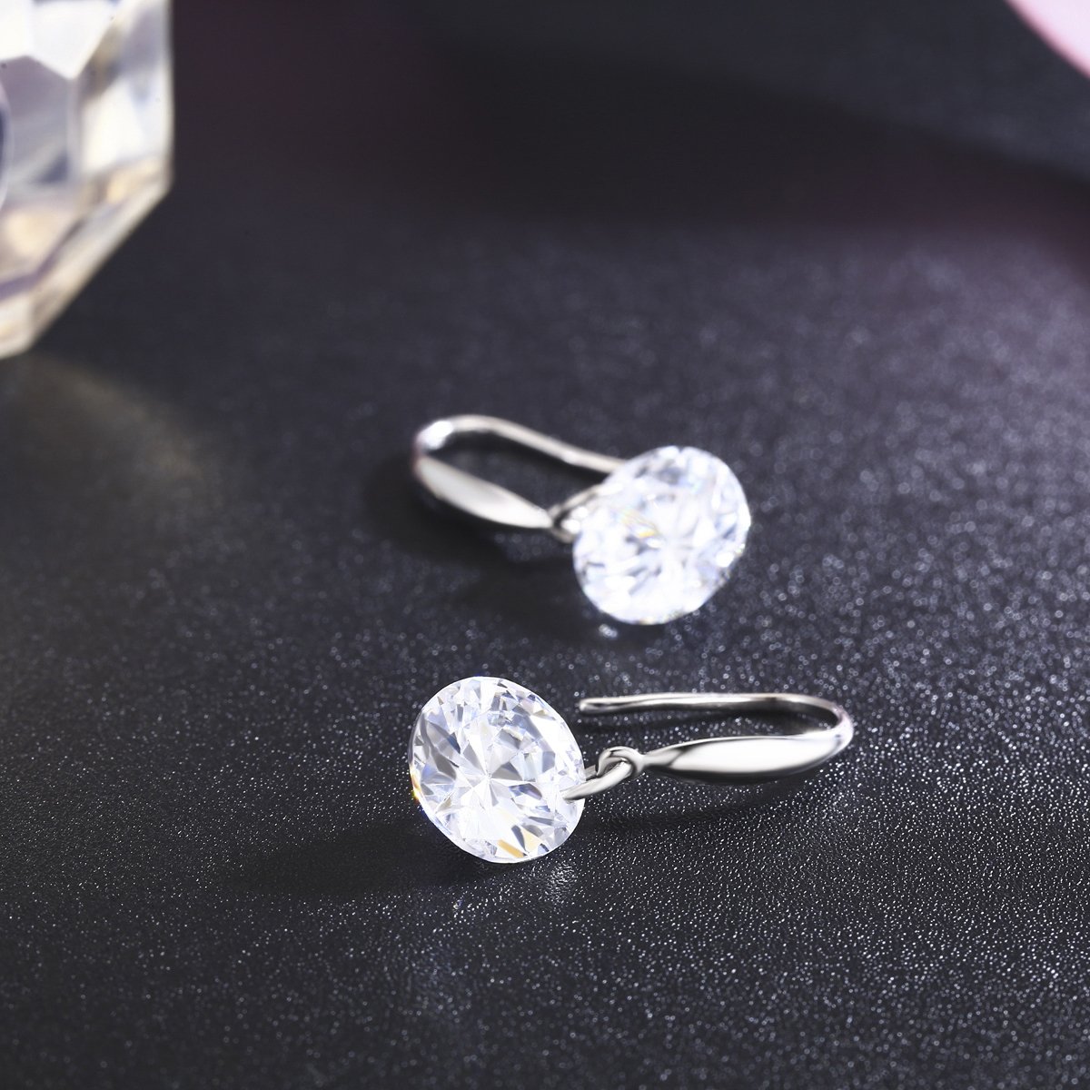 SBLING Platinum-Plated Sterling Silver Drop Earrings Made with Austrian Crystals