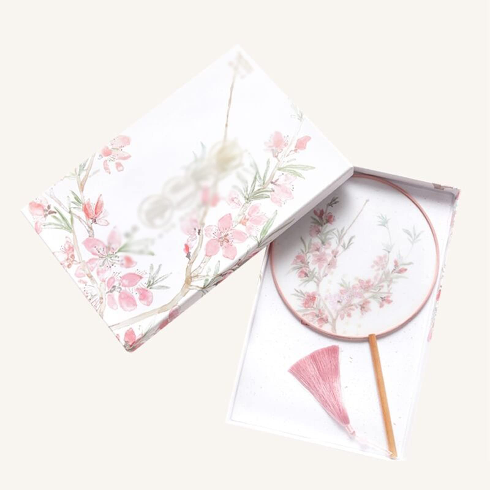 XELDEC Chinese hand-held fan peach blossom round fan retro fan Hanfu cheongsam jewelry gift