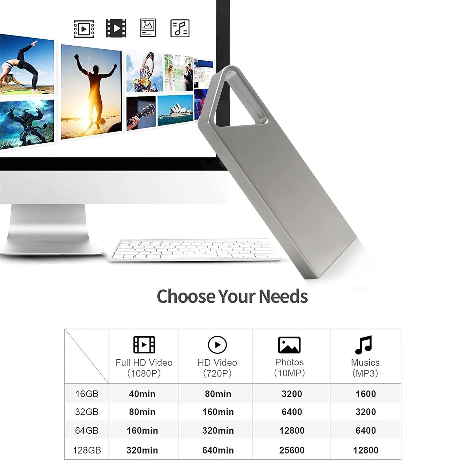 USB Flash Drive 256GB USB 2.0 Thumb Drive Jump Drive Metal Memory Stick Flash Memory Stick 256GB with Rotated Design, Ultra High Speed Thumb Drive 【Silver】