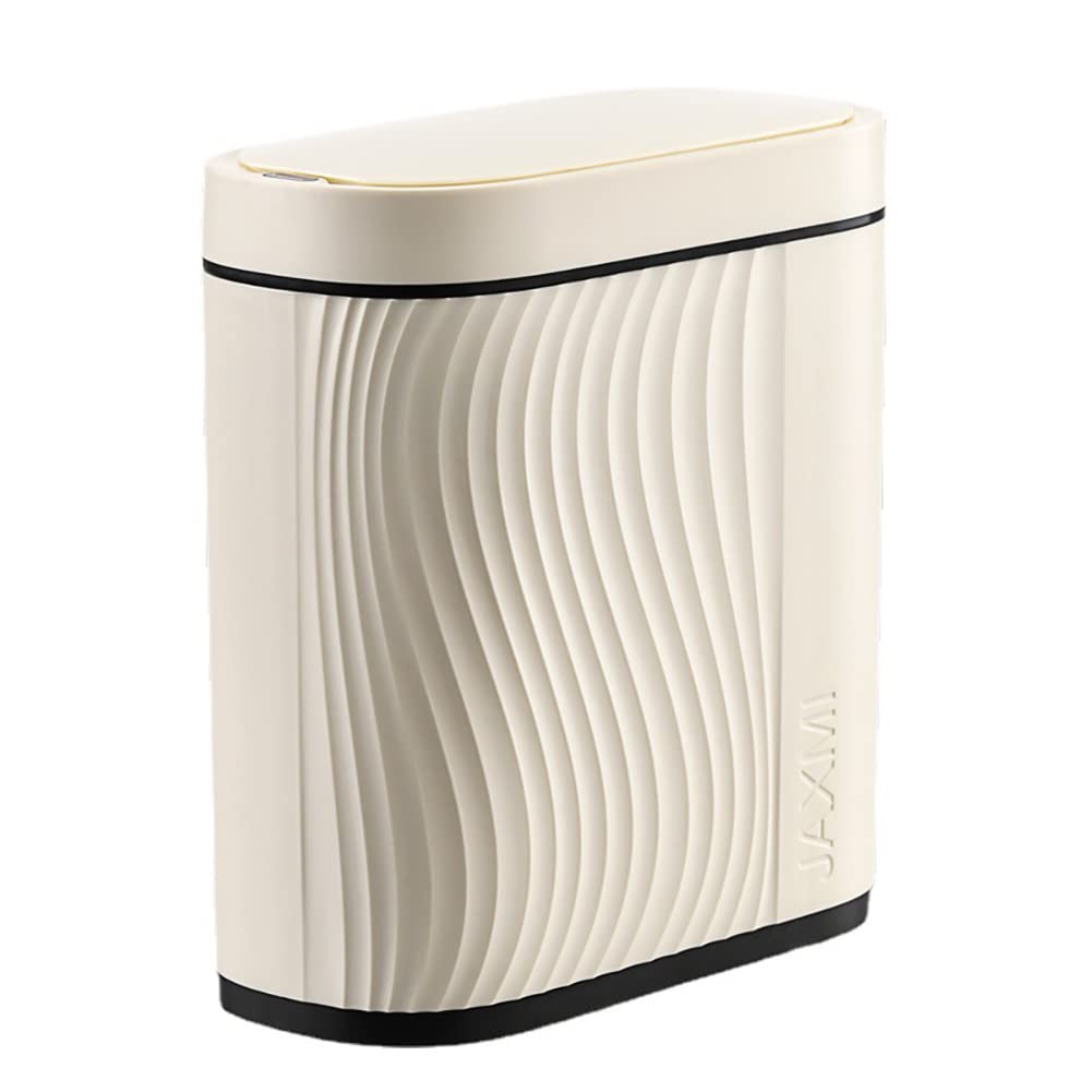 Smart Trash Can with Lid, 1.8 Gallon Slim Touchless Garbage Can, Plastic Automatic Trash Bin Waterproof Motion Sensor Wastebasket for Living Room, Bedroom, Office (No Battery)