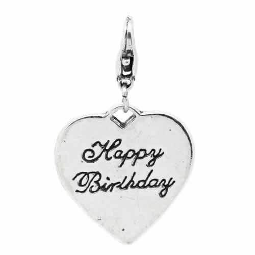Sexy Sparkles Clip on Happy Birthday Birthstone on Heart Bead for European Jewelry with Lobster Clasp