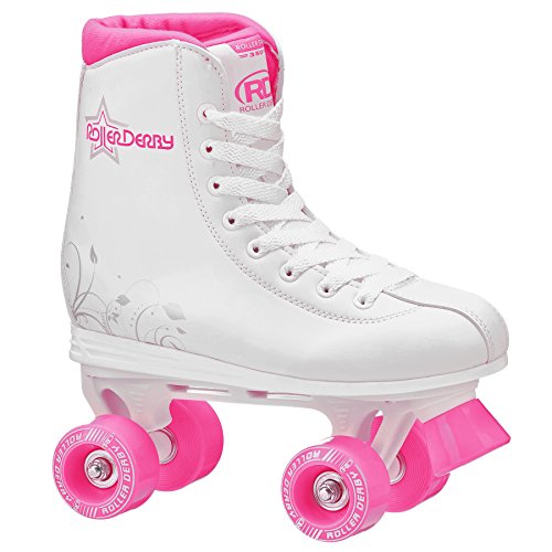 Roller Derby U324G-04 Girls Roller Star 350 Quad Skate, Size 4, White/Pink