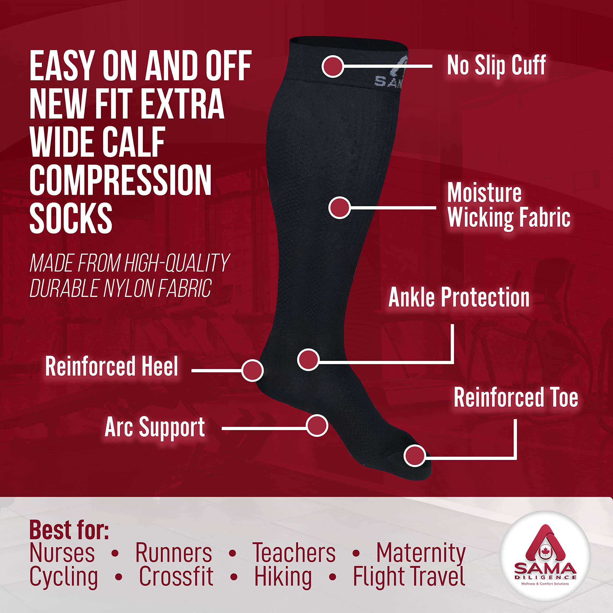 Womens & Mens Compression Socks Men 20-30 mmhg (4X-Large, Black (1 Pair))