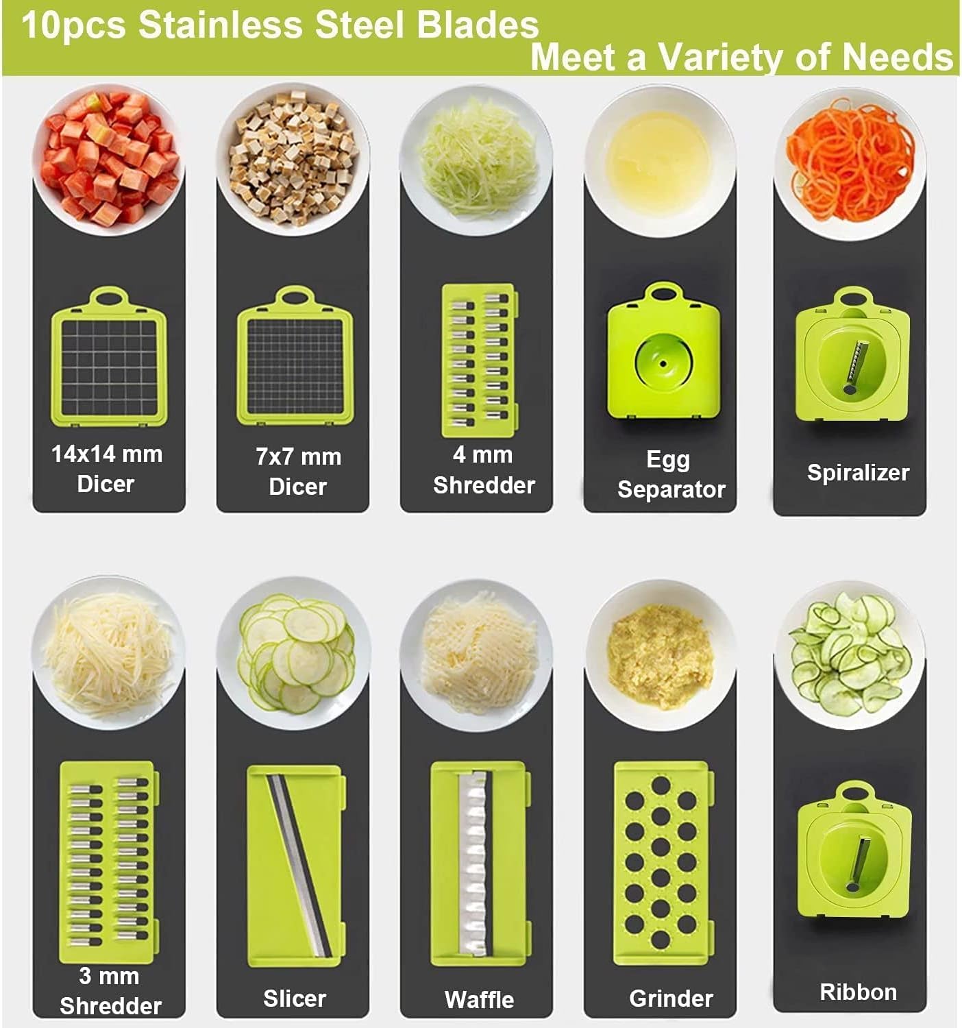 Vegetable Chopper Onion Chopper Dicer 15 in 1 Professional Mandoline Slicer for Kitchen, Multifunctional Food Chopper Cutter for Cucumber, Potato, Tomato, Veggie with 11 blades and Filter Basket