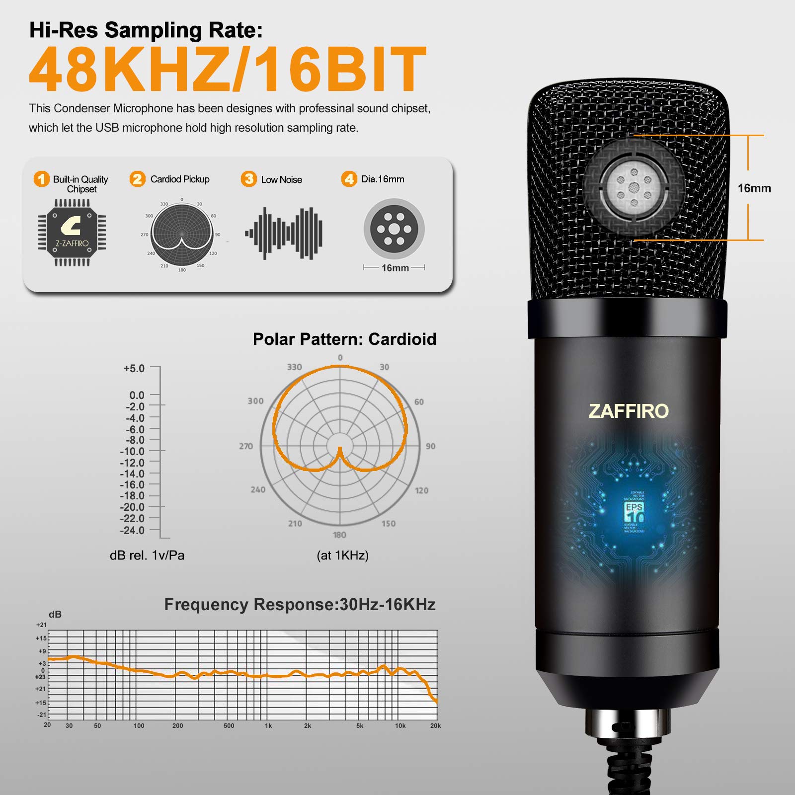 USB Streaming Podcast PC Microphone Computer Cardioid Condenser Microphones Kit with Boom Arm for Vocal Instrument Recording Gaming YouTube Karaoke, Studio Mic Compatible with Mac Laptop Desktop