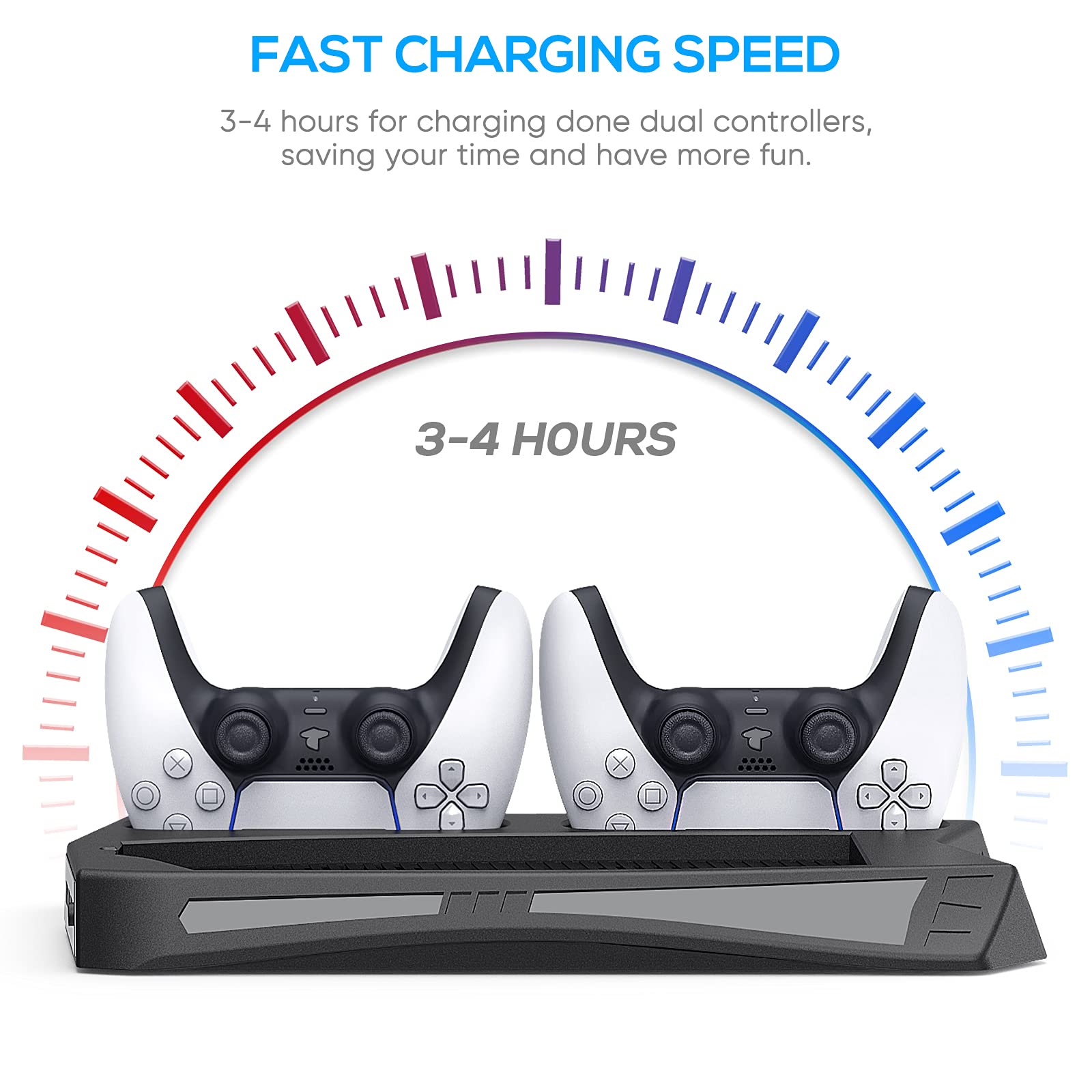 YUANHOT Vertical Cooling Stand Compatible with PS5 Console, Charging Station Dock with Dual Controller Charger Ports and Cooling Fan System