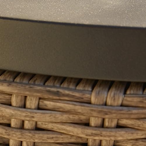 Signature Design by Ashley Malayah Casual Outdoor Resin Wicker Gas Firepit Table, Brown