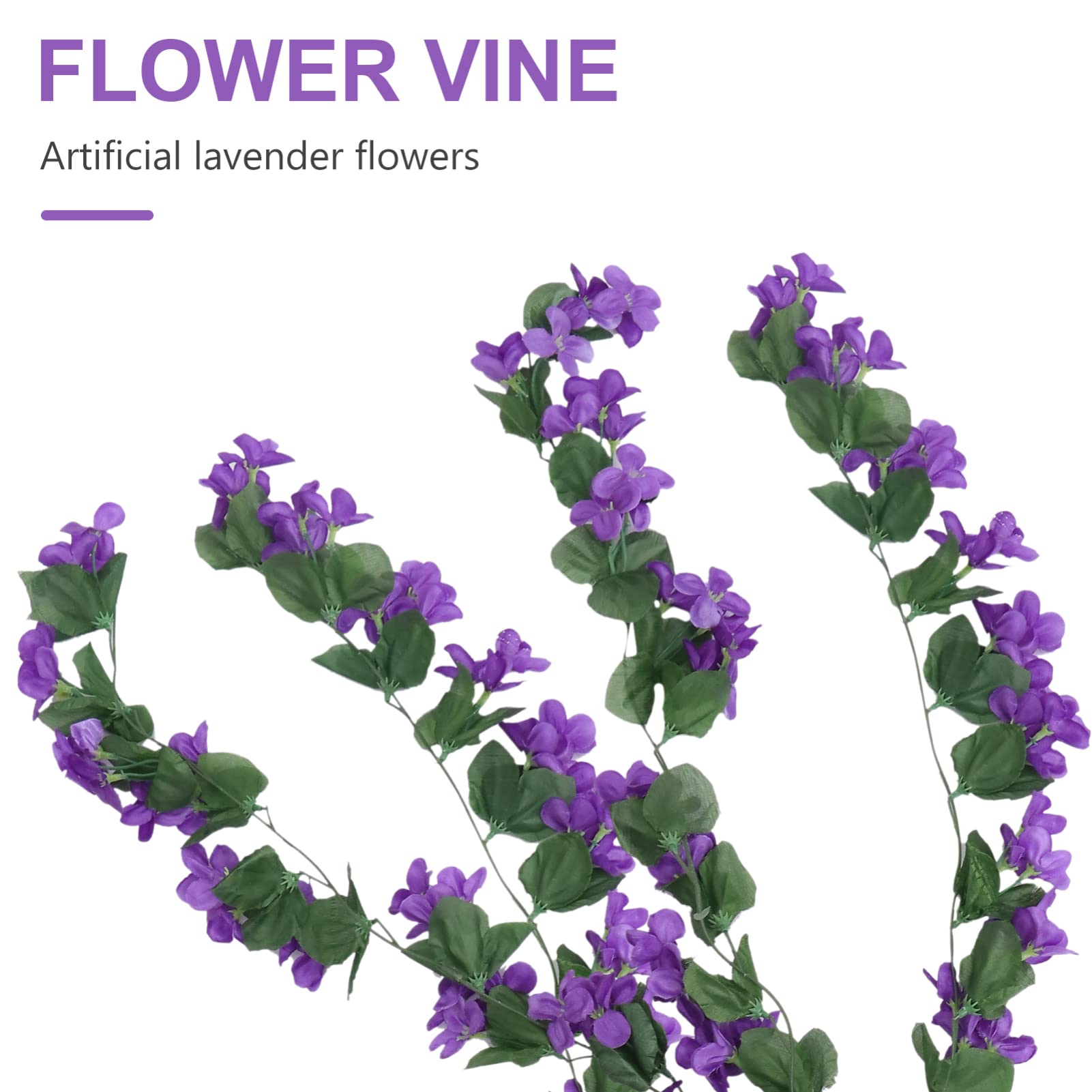 Wakauto 4petals Artificial Violet Simulation Flower Garland Hanging Ivy Vine Plants for Wedding Party Garden Home Wall Decoration (Deep Purple)