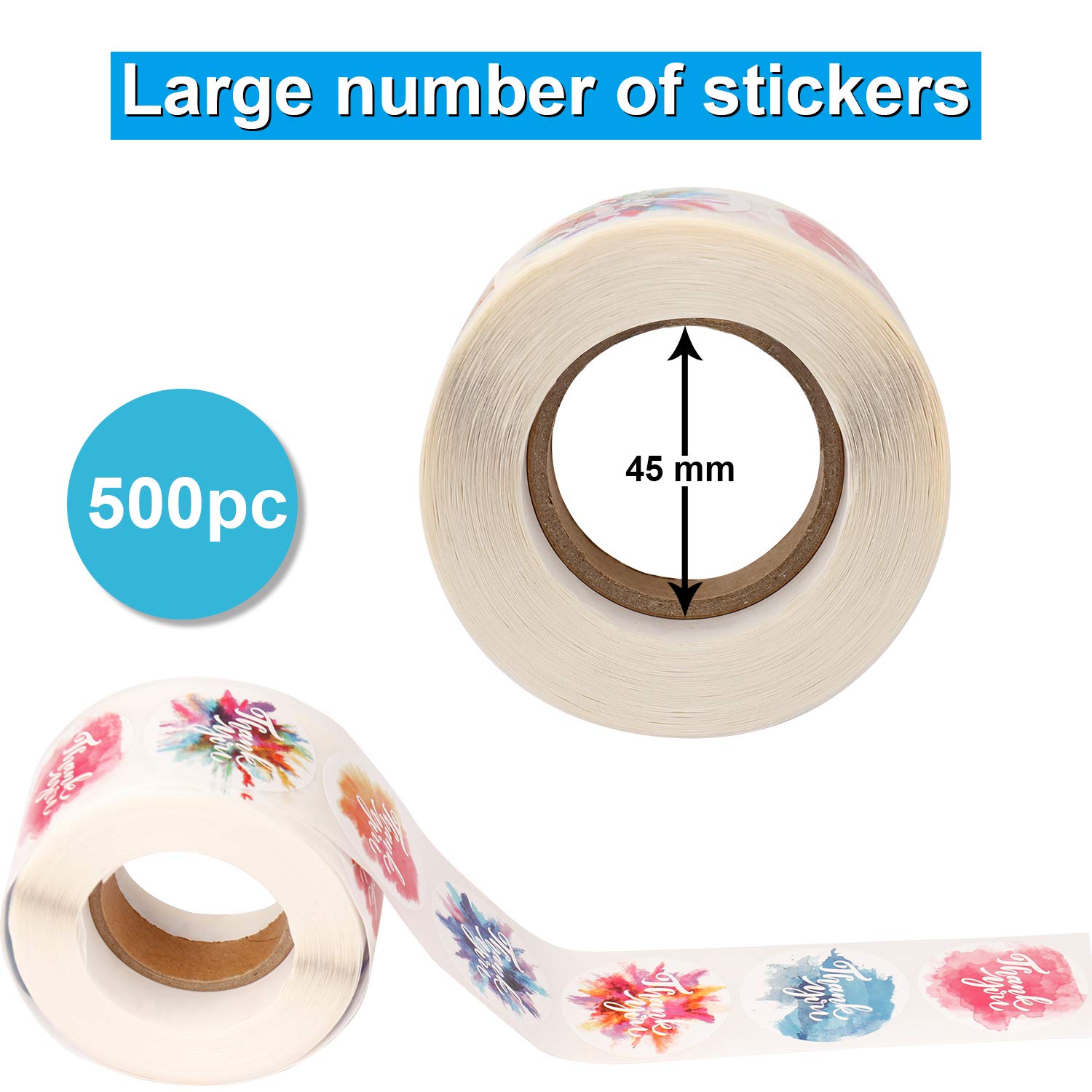 Thank You Stickers, Round Labels for Business Multiple Color 1.5 inches
