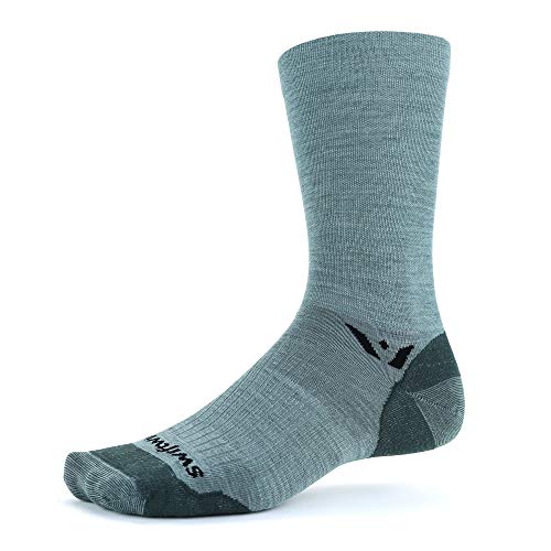 Swiftwick- PURSUIT SEVEN Ultralight Cycling and Mountain Biking Socks, Merino Wool (Heather, Large)