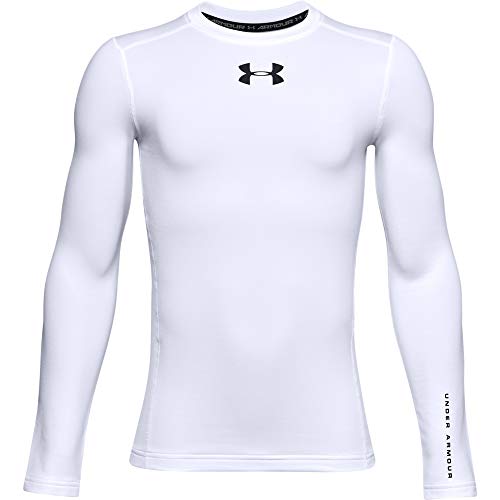 Under Armour Boys' Armour ColdGear Long-Sleeve T-Shirt , White (100)/Black , Youth Large