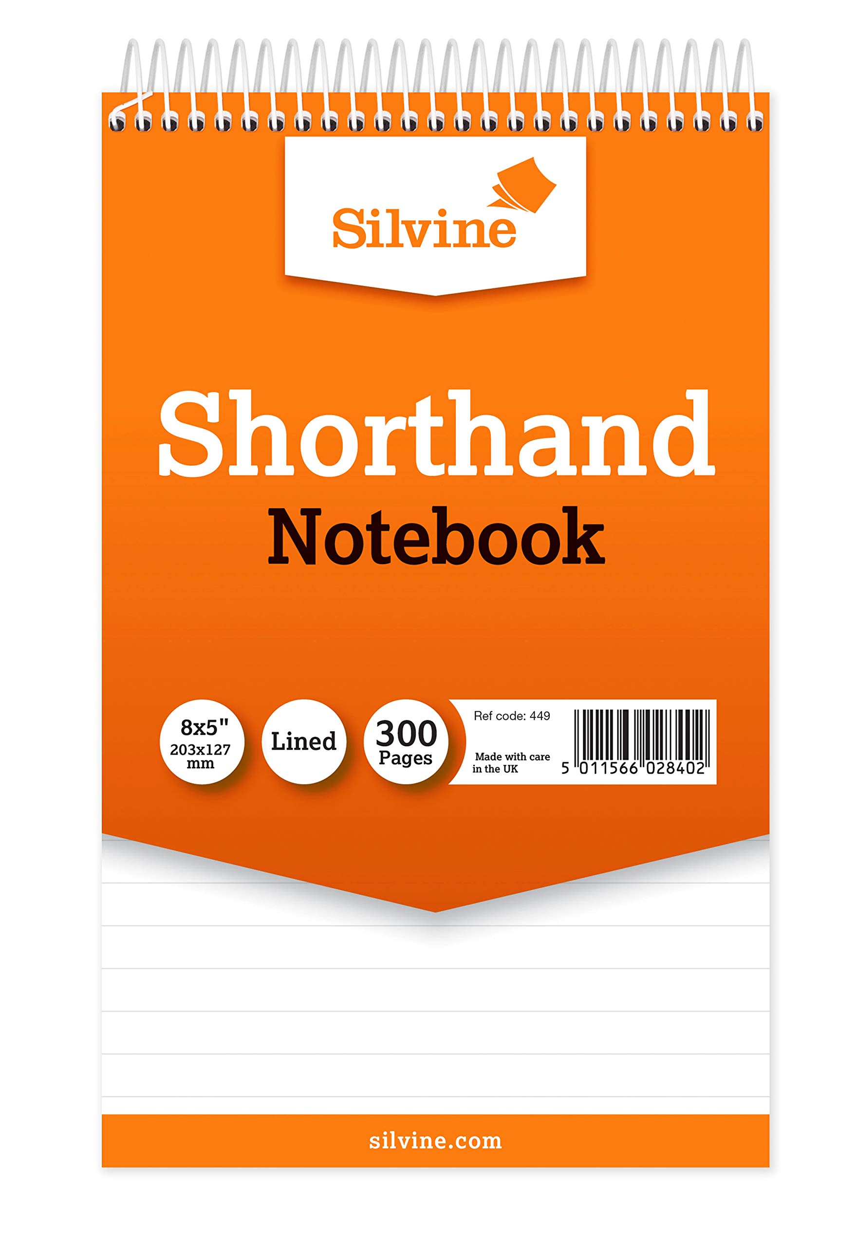 Silvine 8x5" Reporter's Spiral Shorthand Notebook with 300 Pages (Pack of 6)