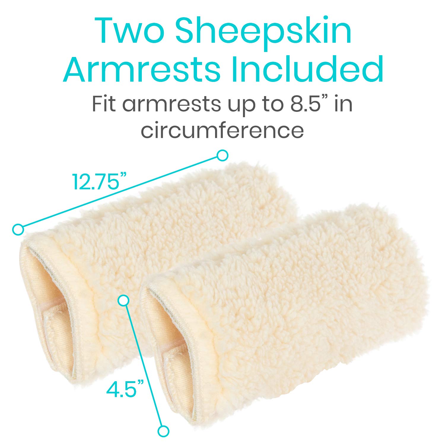 Vive Wheelchair Armrest Cover (Pair) - Memory Foam Sheepskin Pad for Office & Transport Chair - Soft Support Cushion Accessories for Padded Arm Rest, Kids, Adults - Comfort Padding Pressure Relief