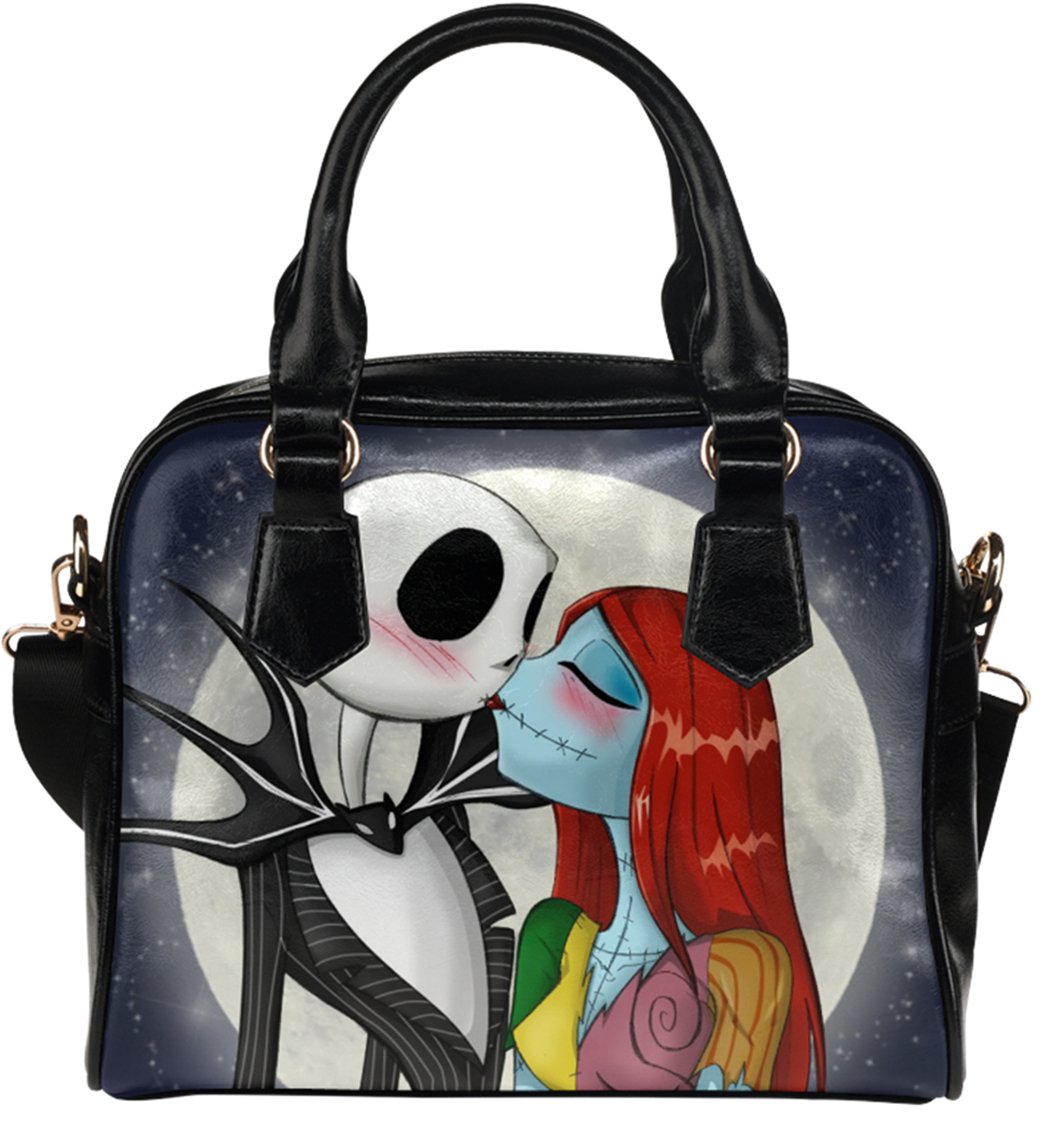 Women's Fashion Shoulder Handbags Top Handle Bags Purse with Jack and Sally Print.