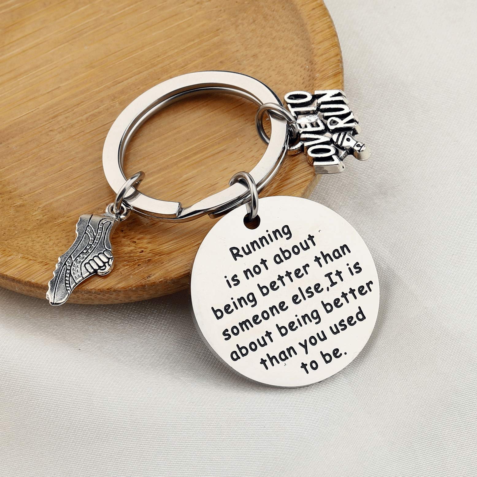 WSNANG Runner Gift Running is About Being Better Than You Used to Be Keychain Marathon Runner Jewelry Track Gift(Running Keychain)