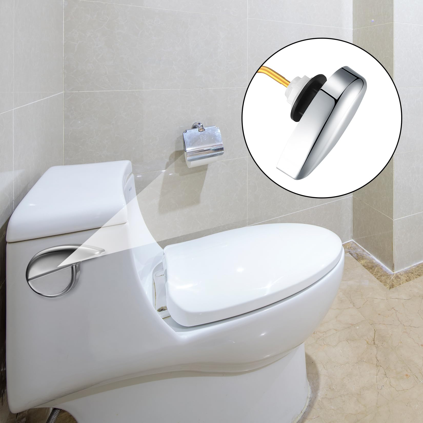 RUGLAMZHIP Toilet Handle Replacement Parts Kit, Toilet Handle Tank Flush Lever Replacement Kit, Side Mount Toilet Flush Tank Lever Handle, Toilet Flush Handle, Toilet Flush Lever Handle