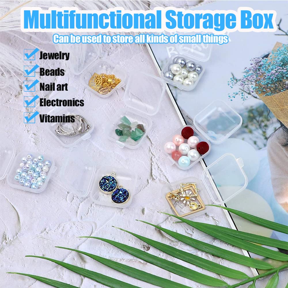 YIMIKE Mini Clear Jewelry Box,16Pcs Small Plastic Storage Transparent Boxes Containers,Portable Travel Packaging for Item Craft,Beads,Pills,Earplug,Ear Studs,Necklaces,Rings,Earring,Card