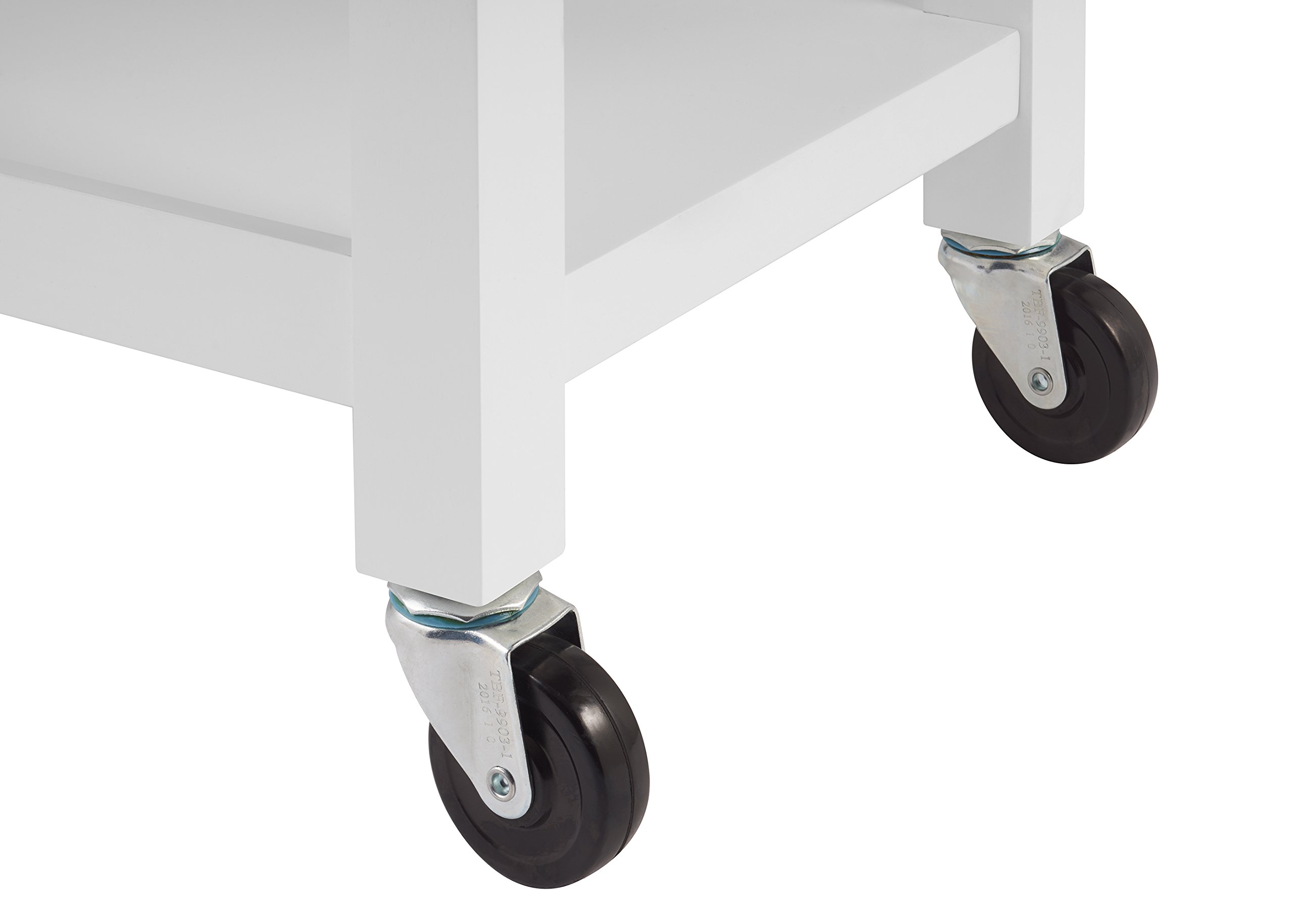 TRINITY 30-Inch Wood Kitchen Coffee Cart with Wheels, Two Shelves, and Rubberwood Work Surface for Kitchen Storage and Food Preparation, 30” W x 18” D x 35” H