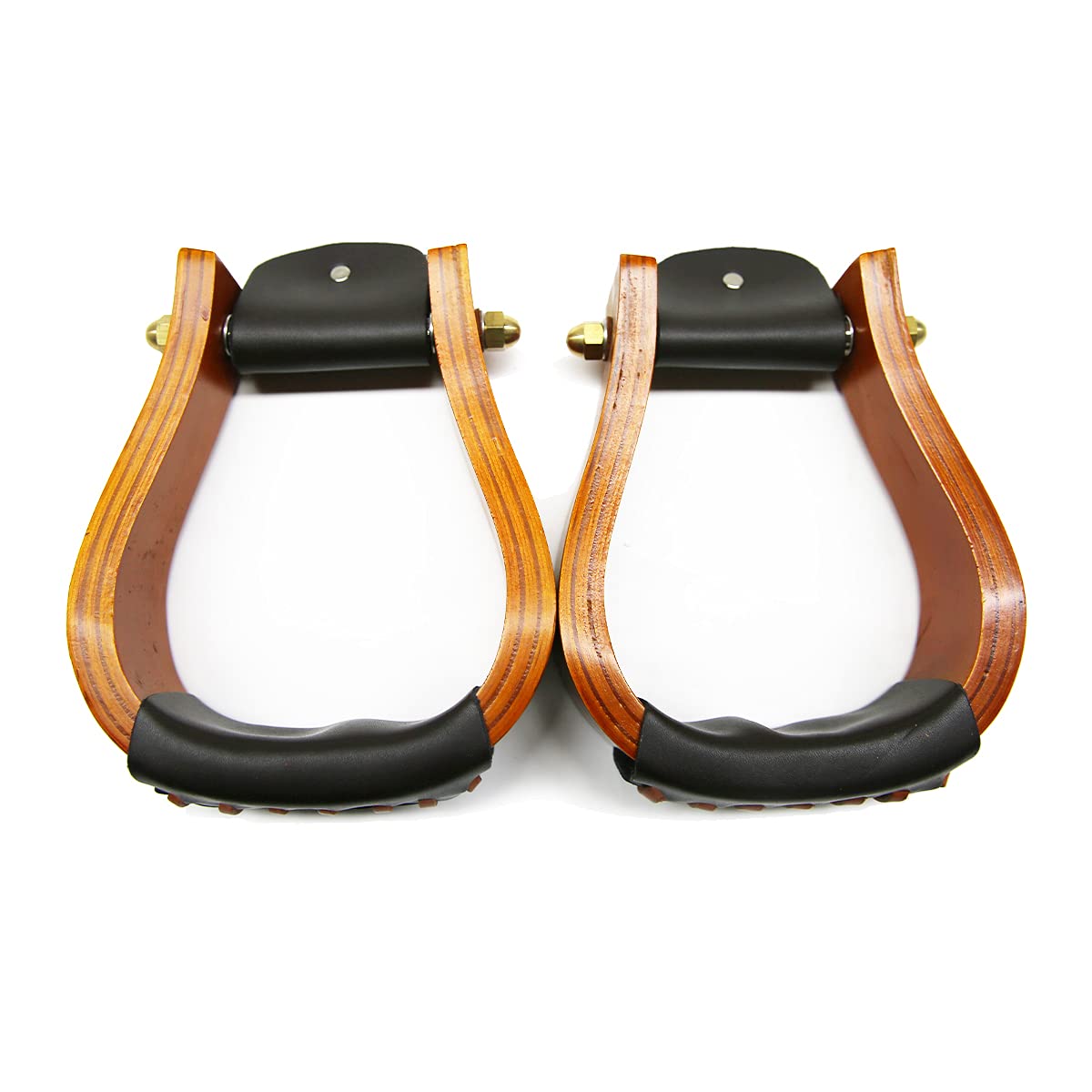 UNISTRENGH 1 Pair Safety Stirrups Horse Riding Bamboo Cowhide Treads Equestrian Horsing Accessories (Natural)
