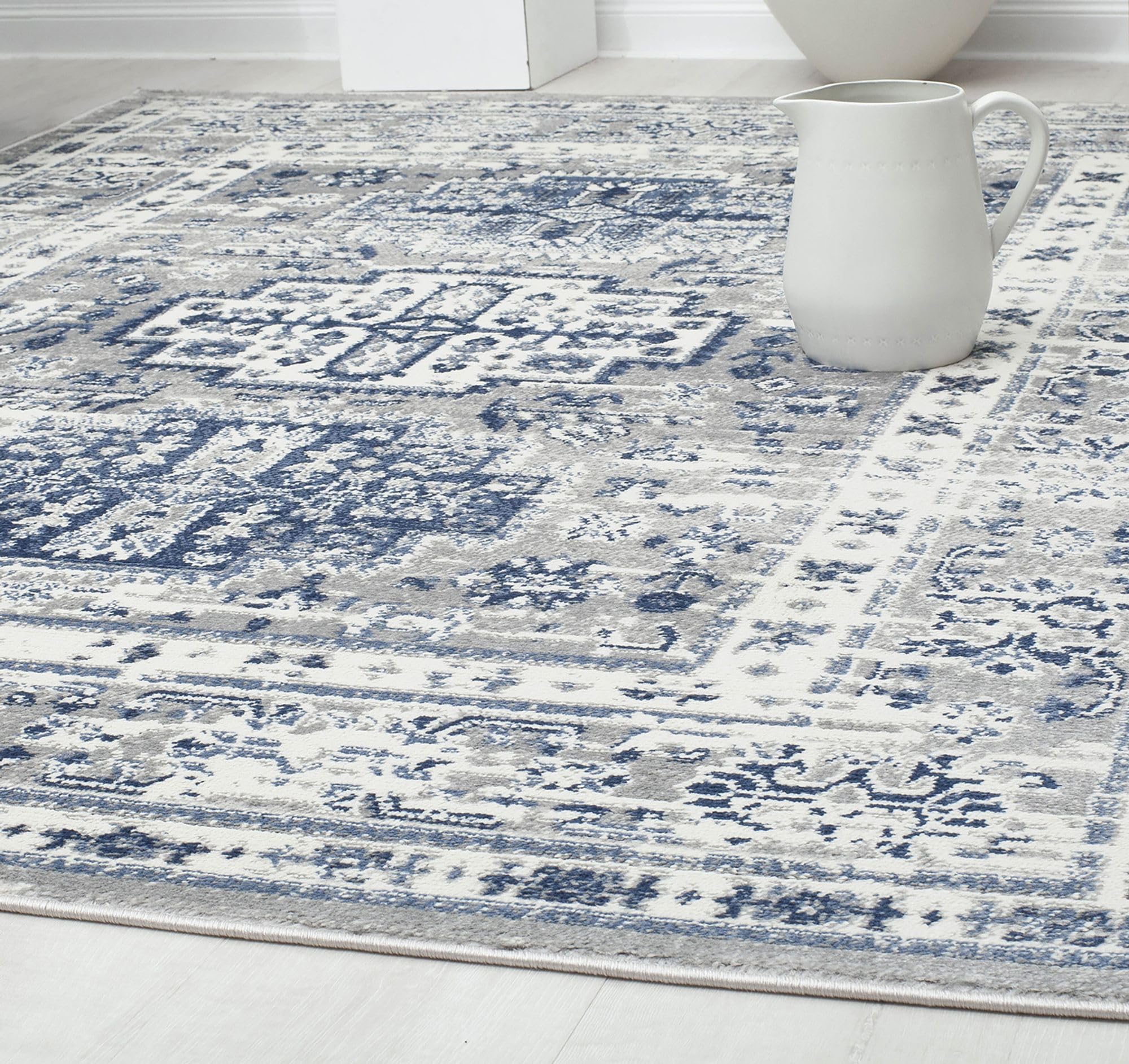 Rugs America Gallagher GL55F Inky Sundara Vintage Transitional Blue Distressed Non-Shedding Living Room Bedroom Dining Home Office Area Rug, 5'3"x7'