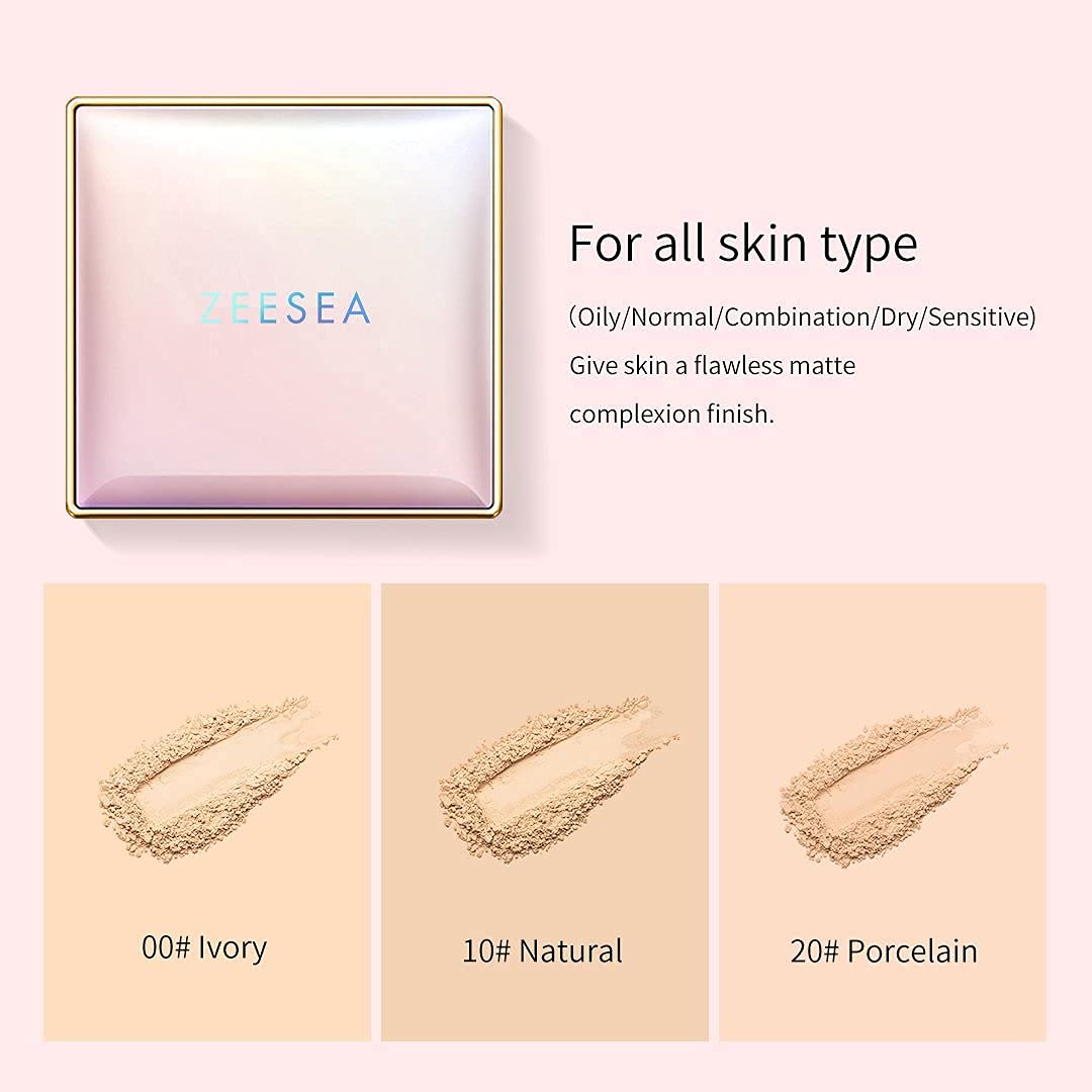 ZEESEA Pink Universe Series Pressed Powder, Matte Oil Control Lightweight Long Lasting Face Finishing Powder Compact (20# Sensitive Skin)