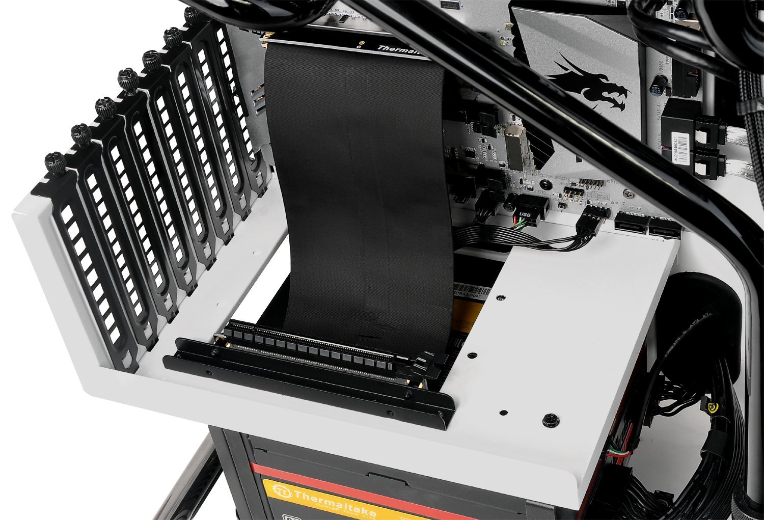 Thermaltake TT Gaming PCI-E x16 3.0 Black Extender Riser Cable 200mm AC-053-CN1OTN-C1, Support both AMD and Intel motherboard