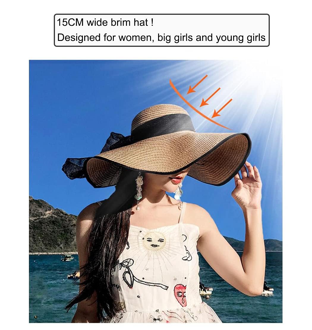 Women Summer Foldable Sun Straw Hat UPF 50+ Beach Hat