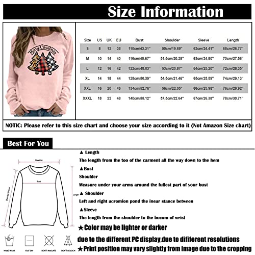 Womens Fashion Christmas Print Tops Round Neck Autumn and Winter Pullover Long Sleeve Sweatshirt