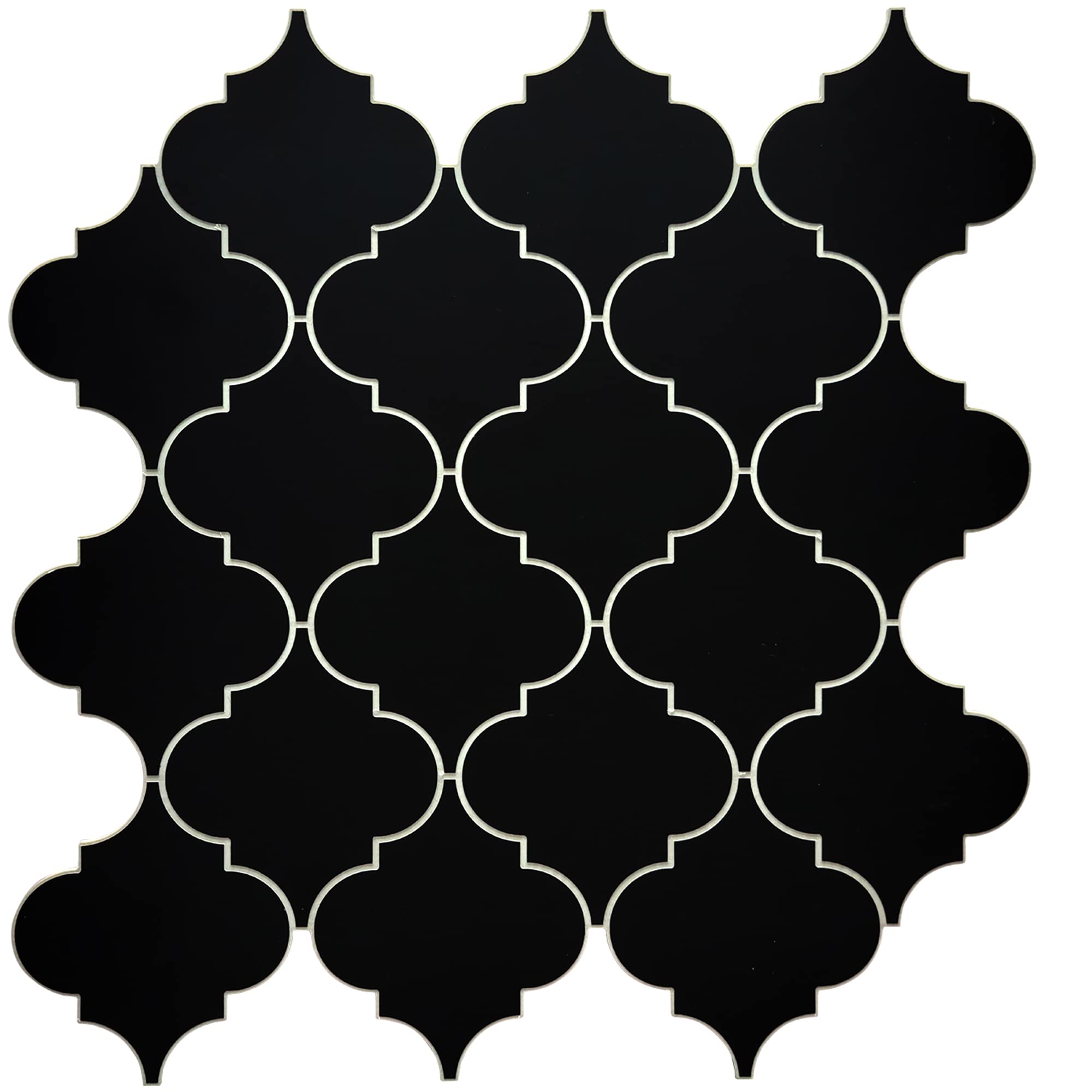 The Tiles Plaza Arabesque Peel and Stick Backsplash Tile, Self Adhesive Stone Composite Wall Tile, Black Lantern Decorative Stick on Tile for Kitchen, Bathroom, Fireplace, 10 Sheets