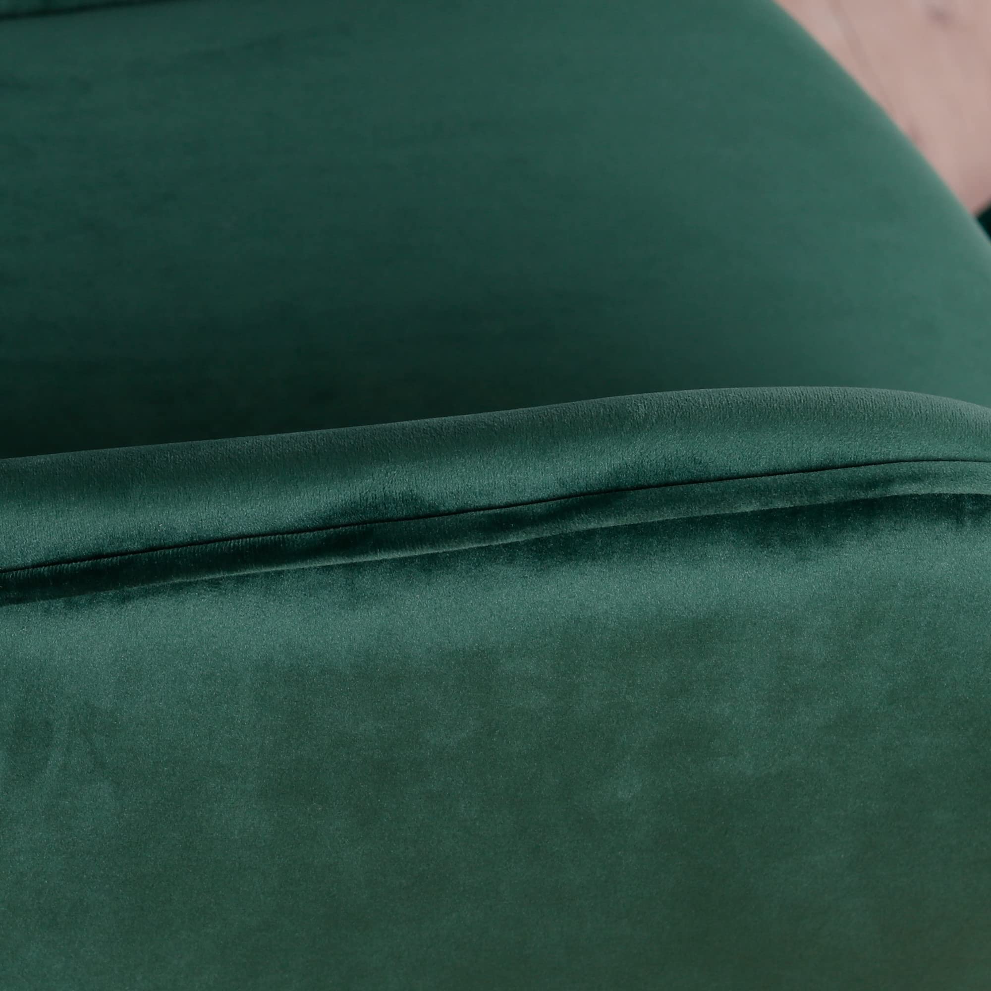 Velvet Accent Chair, Upholstered High Backrest Arm Chair with Modern Button-Tufted Wingback and Solid Wood Legs for Living Room Bedroom Lounge, Dark Green