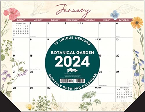 Willow Creek Press Botanical Garden Monthly 2024 Deskpad Calendar (22" x 17")