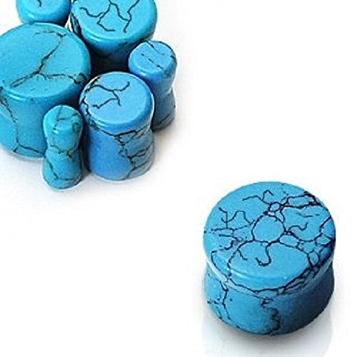 Turquoise Stone Organic Double-sided Flare Gauges / plugs / Tunnels 2 Piece (1 Pair) (B/5/2/30) (00g (10mm))