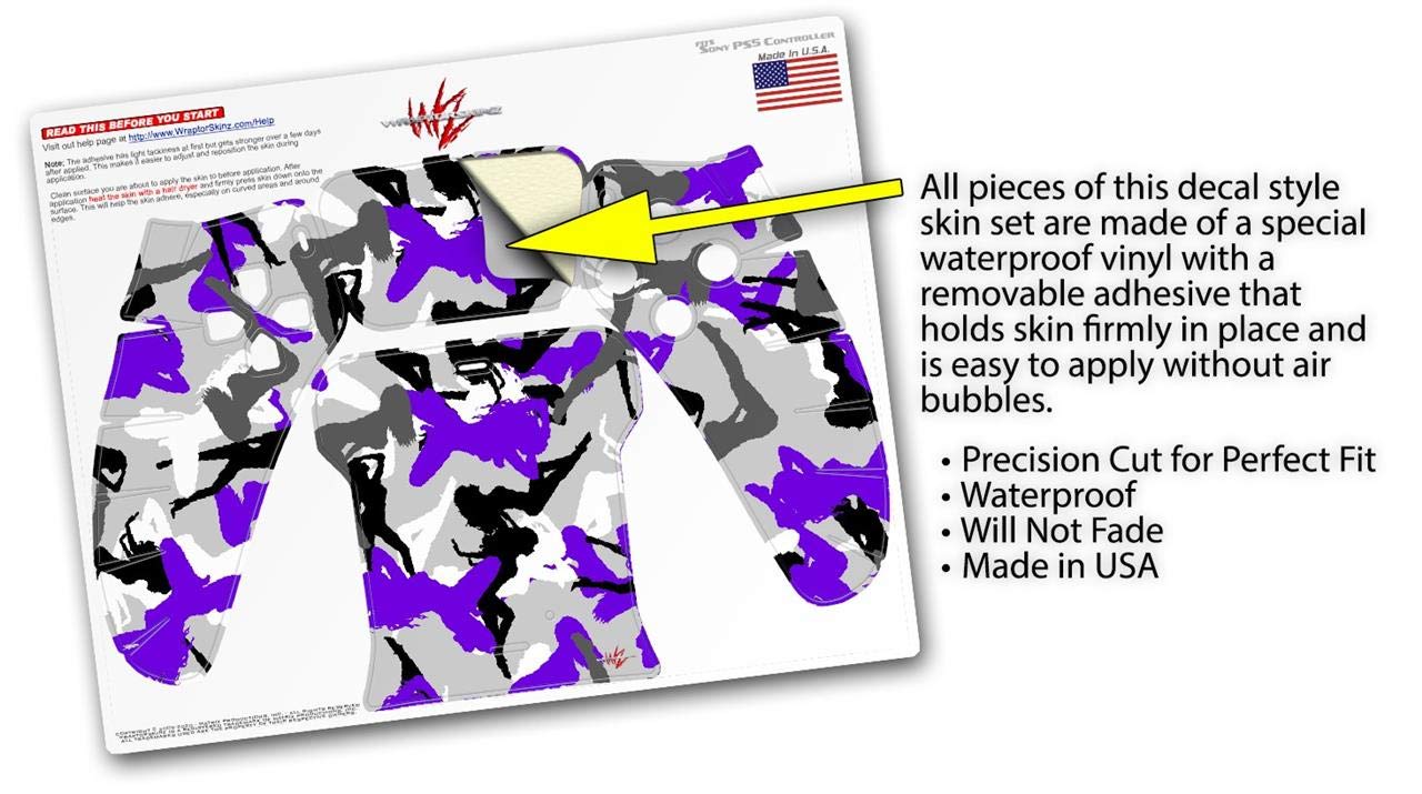 WraptorSkinz Skin Wrap compatible with Sony PS5 DualSense Controller Sexy Girl Silhouette Camo Purple (CONTROLLER NOT INCLUDED)