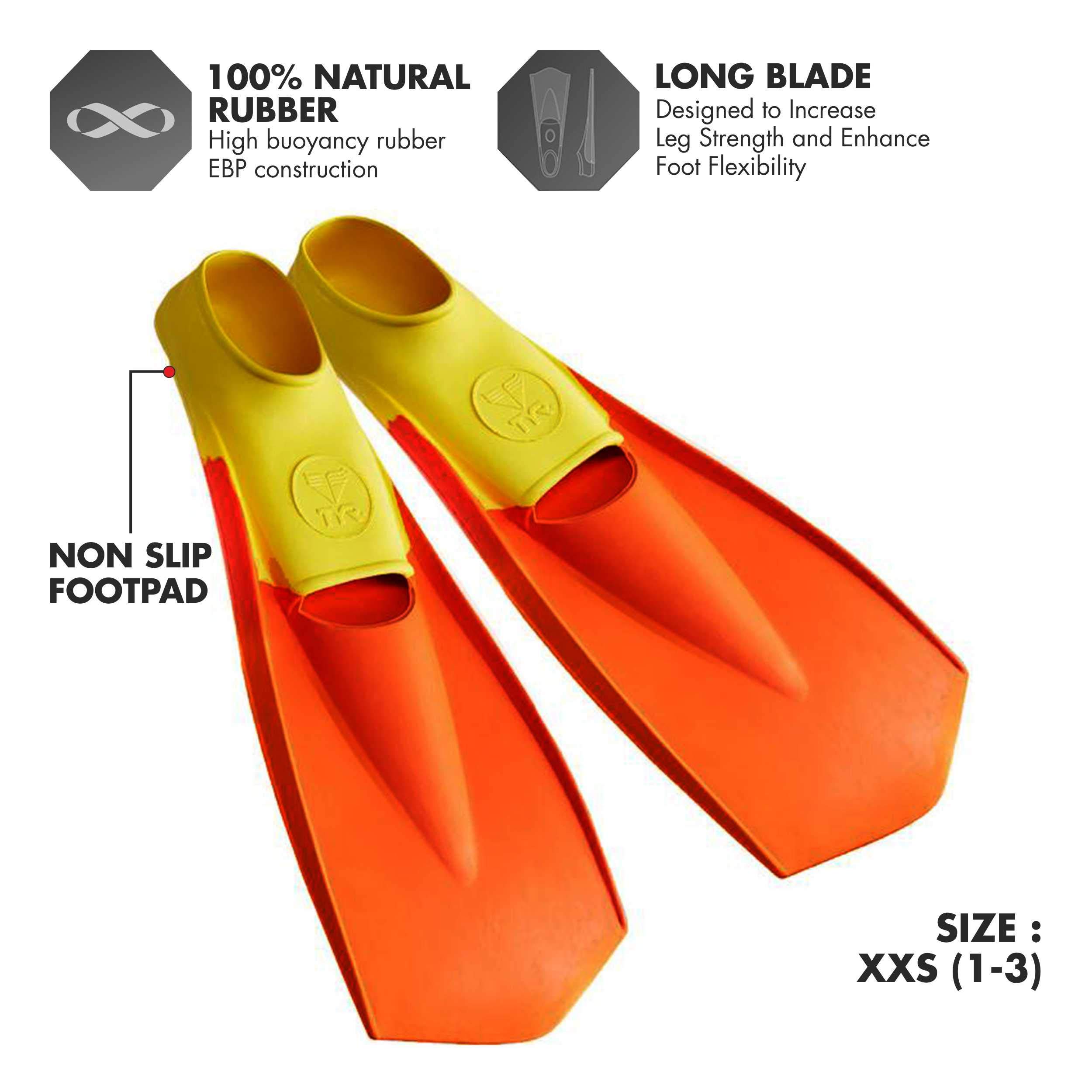 TYR SPORT Flexfins, Yellow/Orange,XXS