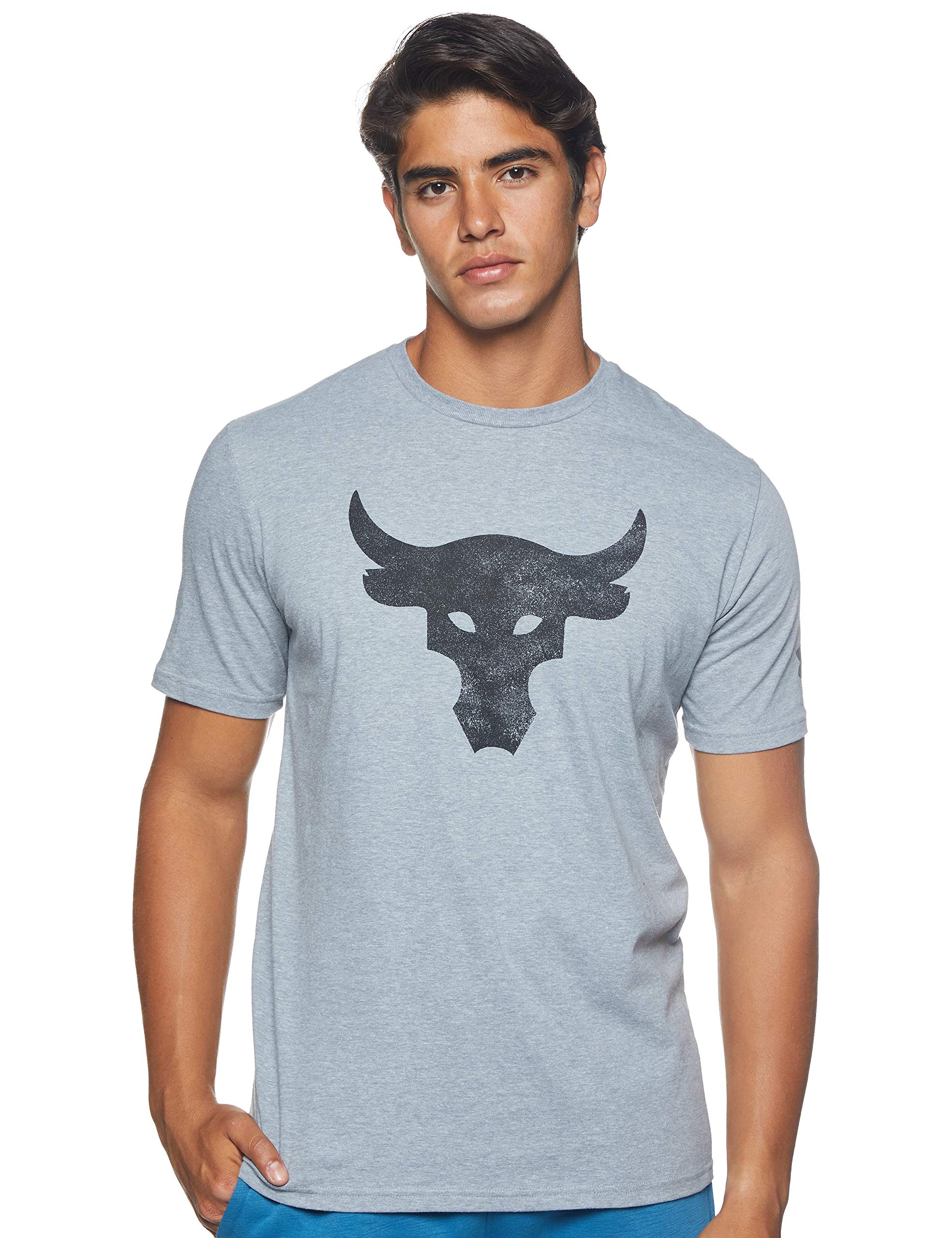 Under Armour Mens UA Project Rock T-Shirt (Steel Light Heather/Black - 035, Large)
