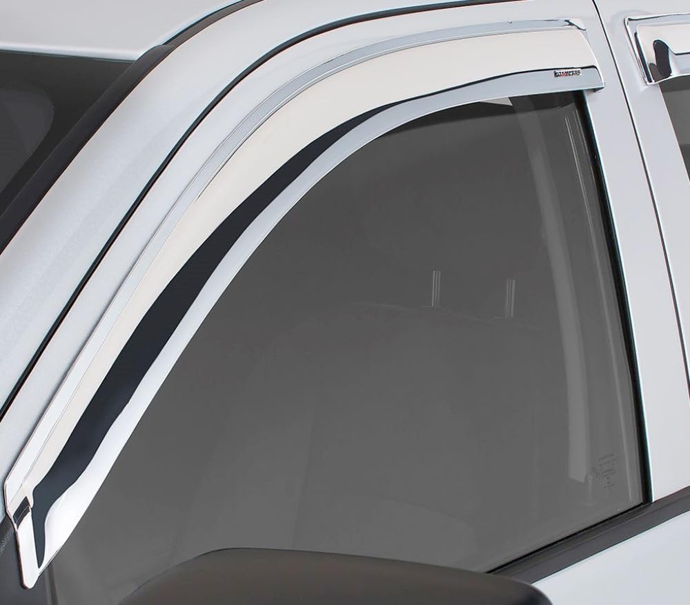 Stampede | Tape-Onz Sidewind Deflectors | 2011 - 2019 Ford Explorer Sport Utility - Polished/Chrome, 4 Pcs. | 6194-8