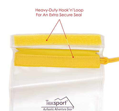 Texsport Waterproof Plastic Pouch Utility Bags - 3 Piece Set Multi Color, 7"x 5", 10" x 7", 13" x 10-1/2"